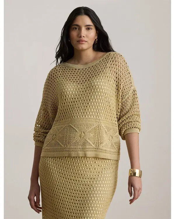 Ralph Lauren Pointelle Knit Linen Blend Sweater