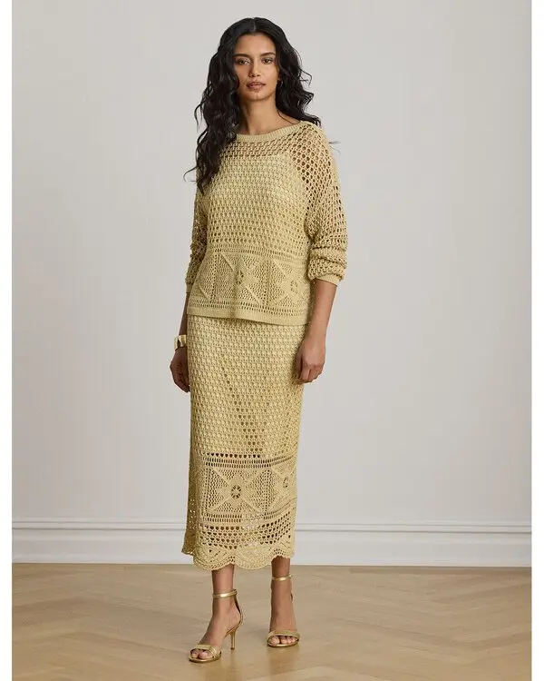 Ralph Lauren Pointelle Knit Midi Skirt