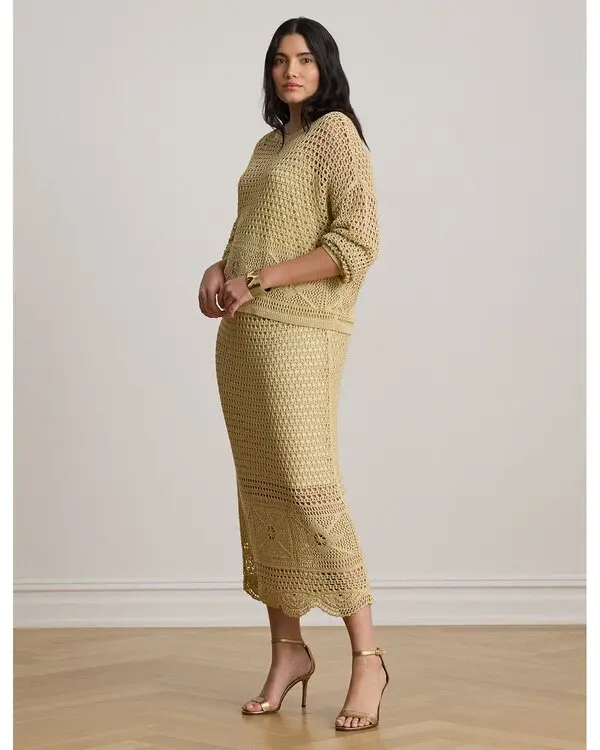 Ralph Lauren Pointelle Knit Midi Skirt