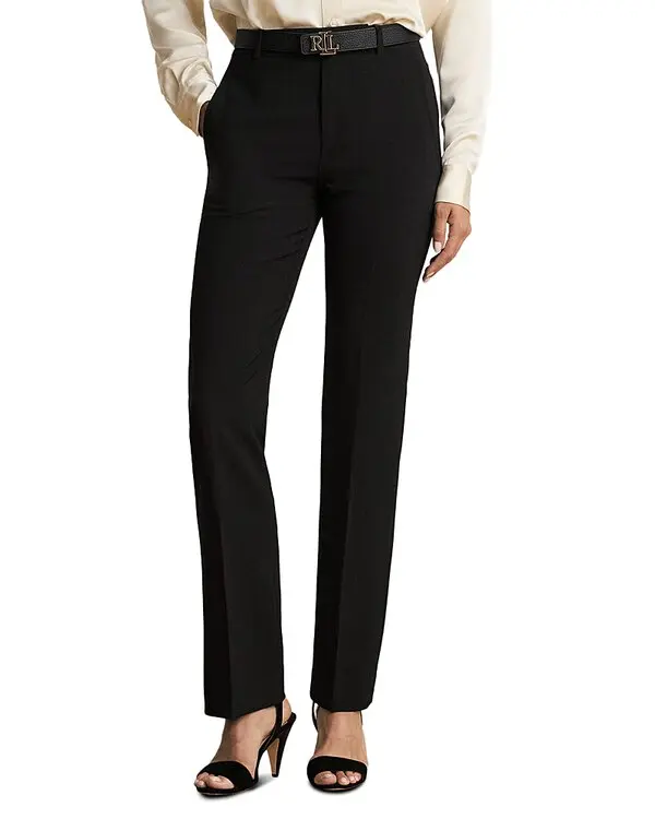 Ralph Lauren Stretch Crepe Straight Pants - Black