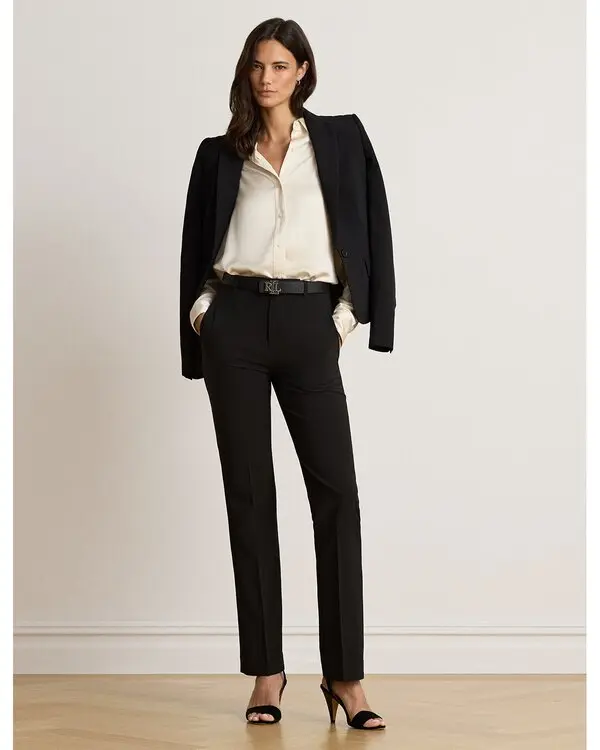 Ralph Lauren Stretch Crepe Straight Pants - Black