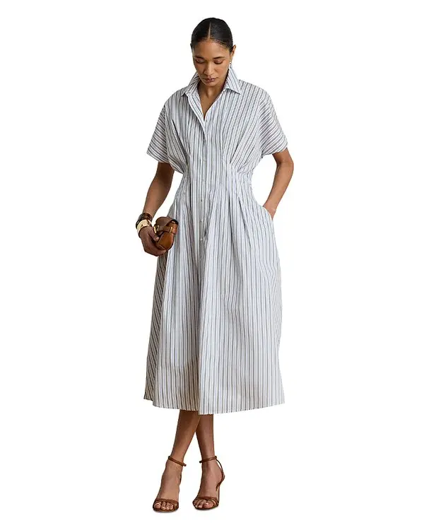 Ralph Lauren Pleated Broadcloth Shirt Dress