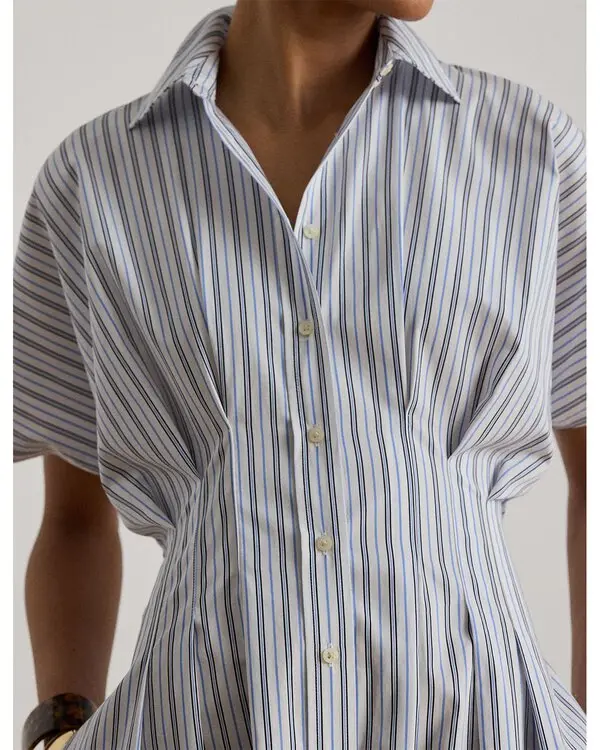 Ralph Lauren Pleated Broadcloth Shirt Dress