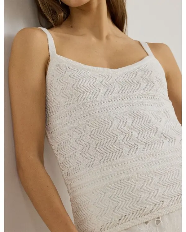 Ralph Lauren Pointelle Knit Linen-blend Sweater Tank Top