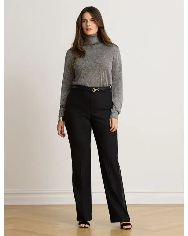 Ralph Lauren Satin Trim Crepe Straight Pants