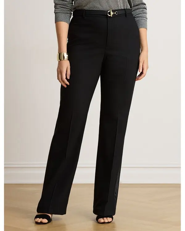 Ralph Lauren Satin Trim Crepe Straight Pants