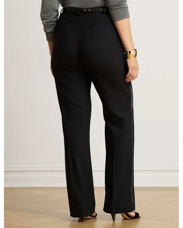 Ralph Lauren Satin Trim Crepe Straight Pants