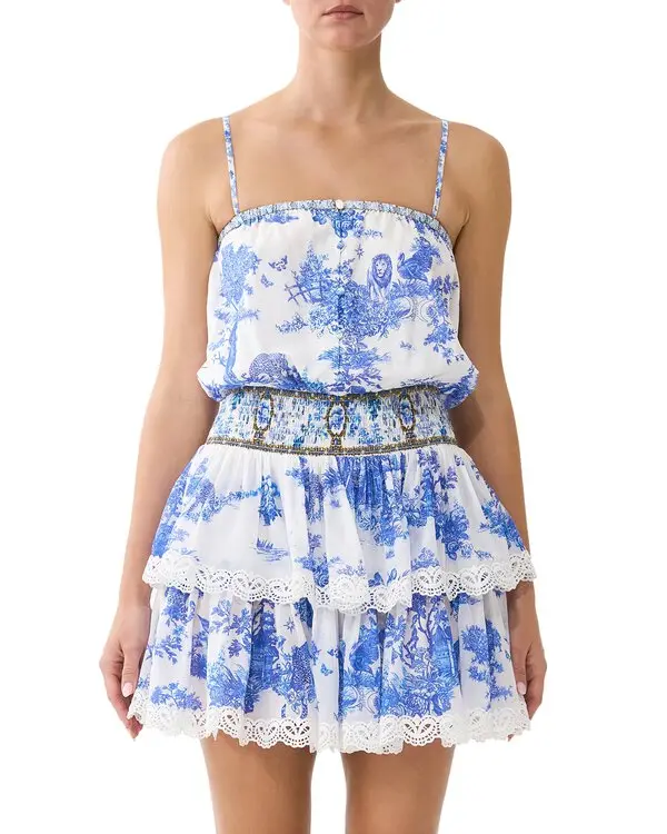 Camilla Cotton Smocked Waist Mini Dress