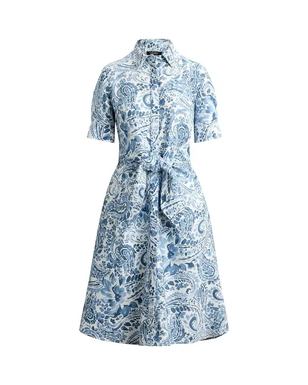 Ralph Lauren Paisley Tie Front Linen Shirtdress