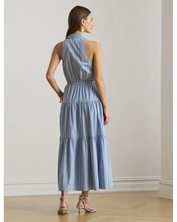 Ralph Lauren Striped Broadcloth Tiered Shirtdress
