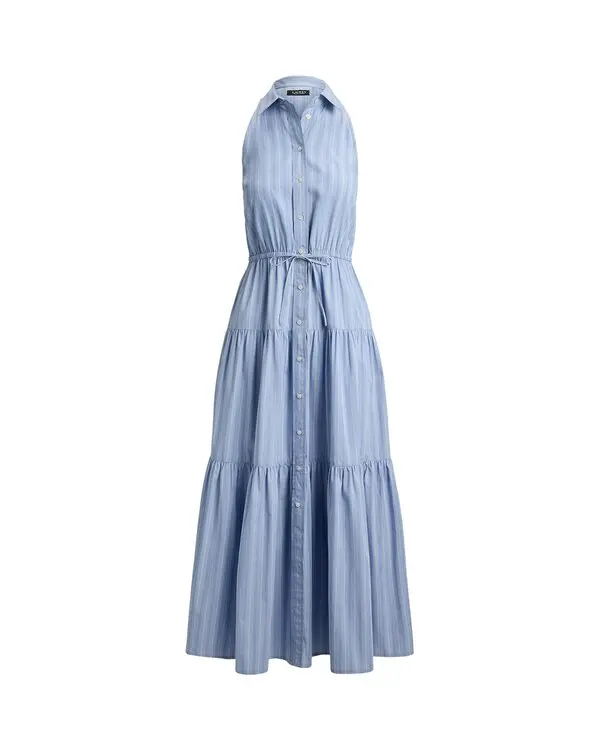Ralph Lauren Striped Broadcloth Tiered Shirtdress