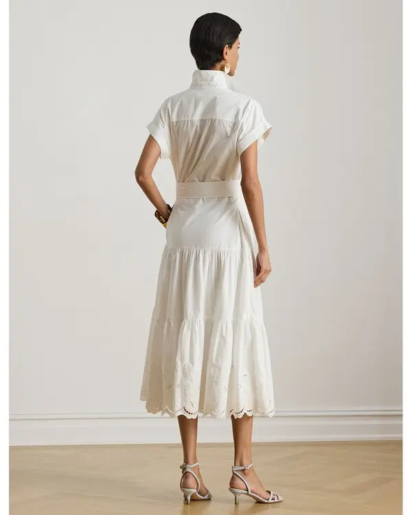 Ralph Lauren Eyelet Broadcloth Tiered Shirtdress