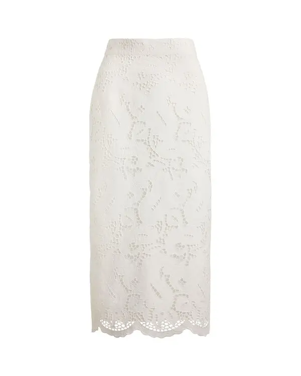 Ralph Lauren Paisley Eyelet Midi Pencil Skirt