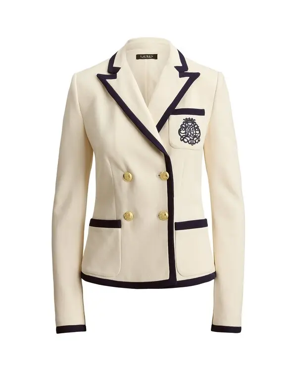 Ralph Lauren Two Tone Double Breasted Pique Blazer