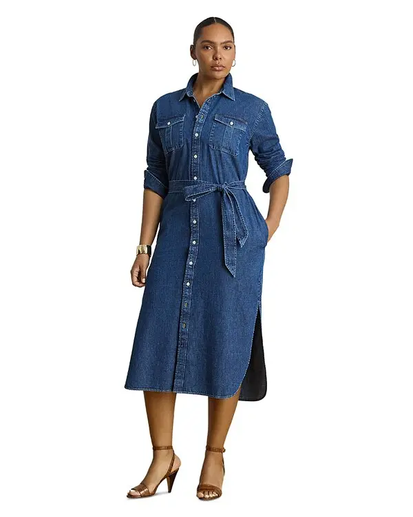 Ralph Lauren Belted Denim Midi Shirtdress