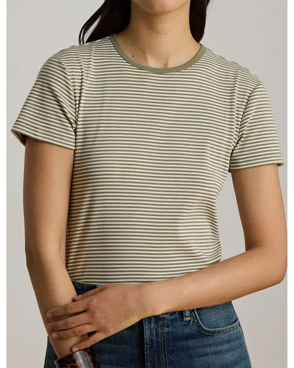 Ralph Lauren Striped Rib Knit Stretch Tee