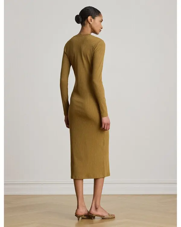 Ralph Lauren Ribbed Henley Midi Dress