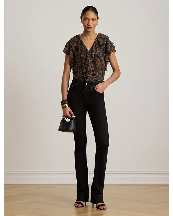 Ralph Lauren Ruffled Trim Georgette Top