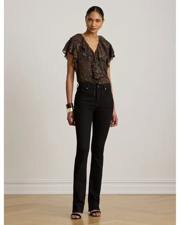 Ralph Lauren Ruffled Trim Georgette Top