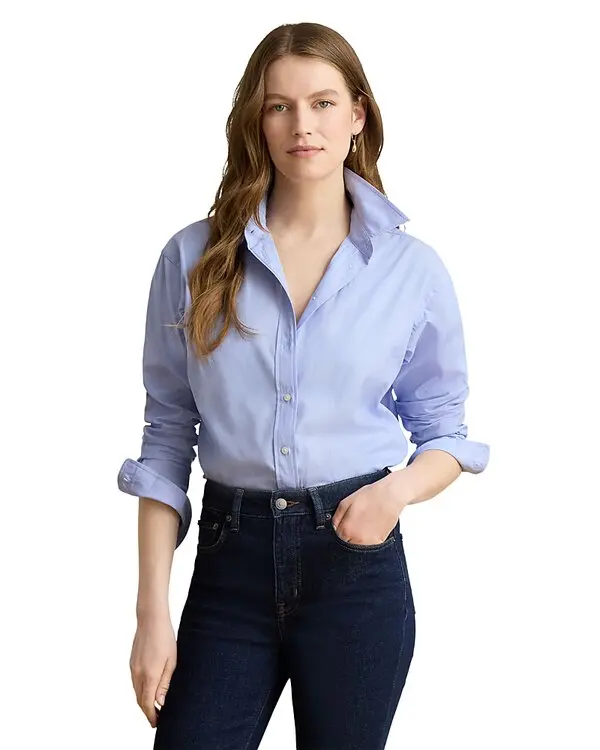 Ralph Lauren Cotton Relaxed Button Front Shirt - Blue