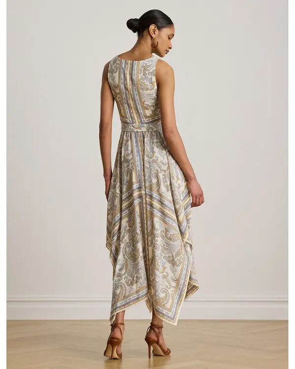 Ralph Lauren Paisley Georgette Handkerchief Hem Dress