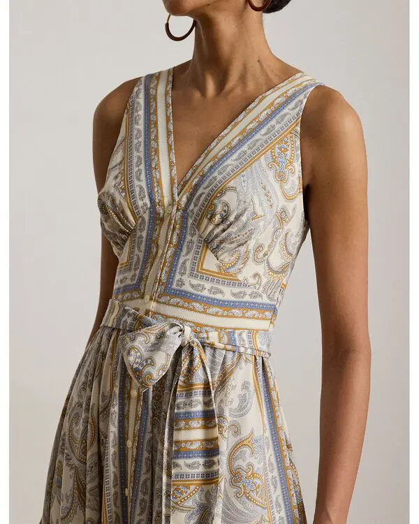 Ralph Lauren Paisley Georgette Handkerchief Hem Dress