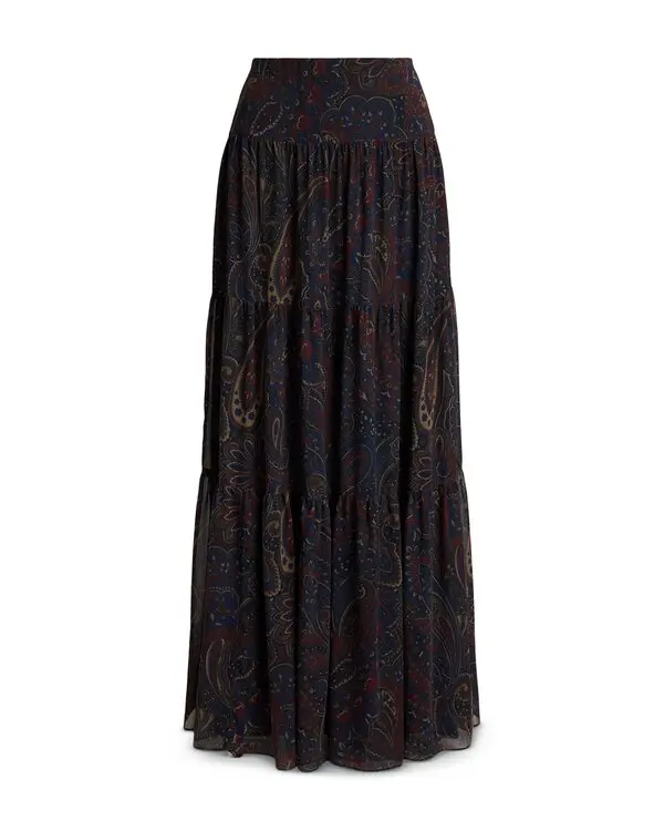 Ralph Lauren Paisley Georgette Tiered Maxi Skirt