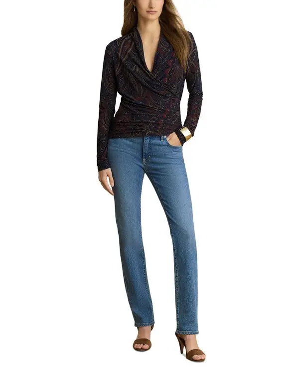 Ralph Lauren Paisley Stretch Crossover Neck Top