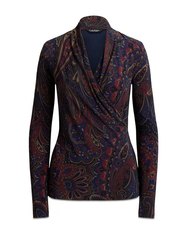 Ralph Lauren Paisley Stretch Crossover Neck Top