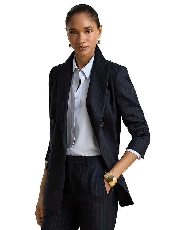 Ralph Lauren Pinstripe Double Breasted Twill Blazer