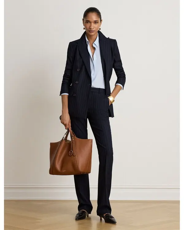 Ralph Lauren Pinstripe Double Breasted Twill Blazer