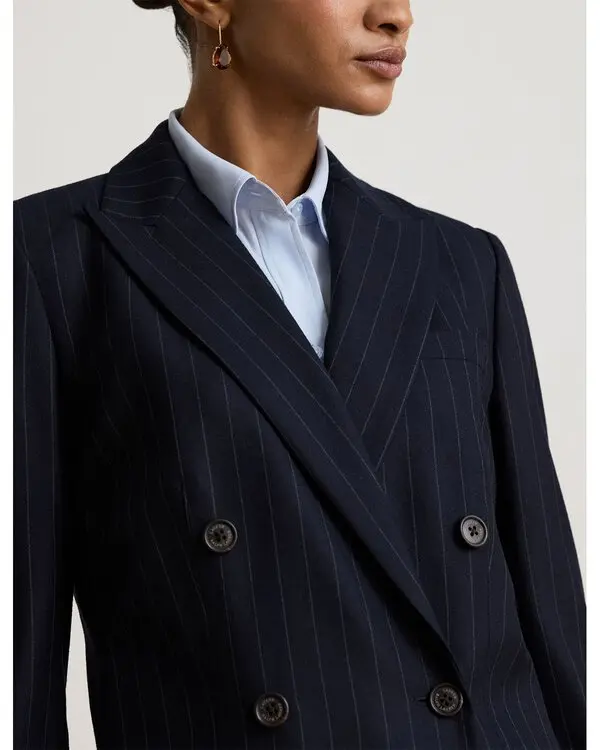 Ralph Lauren Pinstripe Double Breasted Twill Blazer