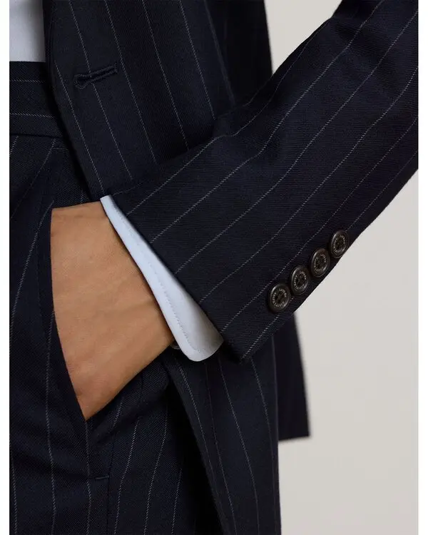 Ralph Lauren Pinstripe Double Breasted Twill Blazer