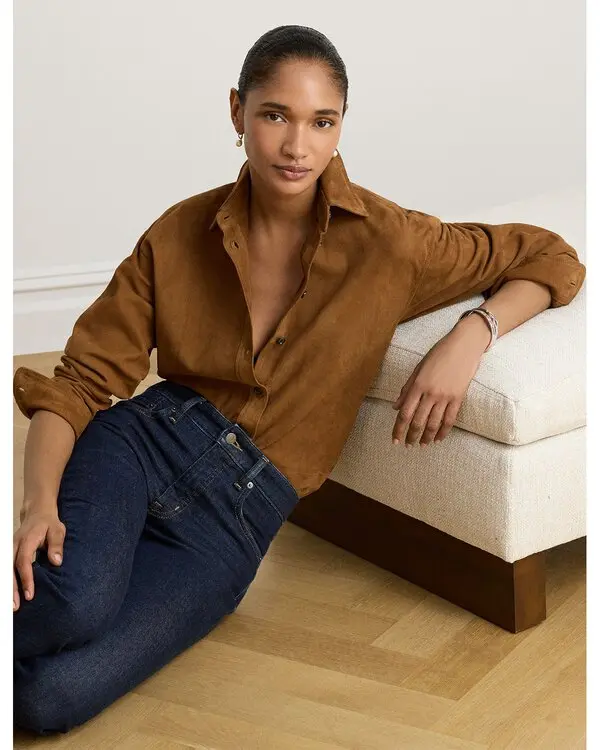 Ralph Lauren Button Front Suede Shirt
