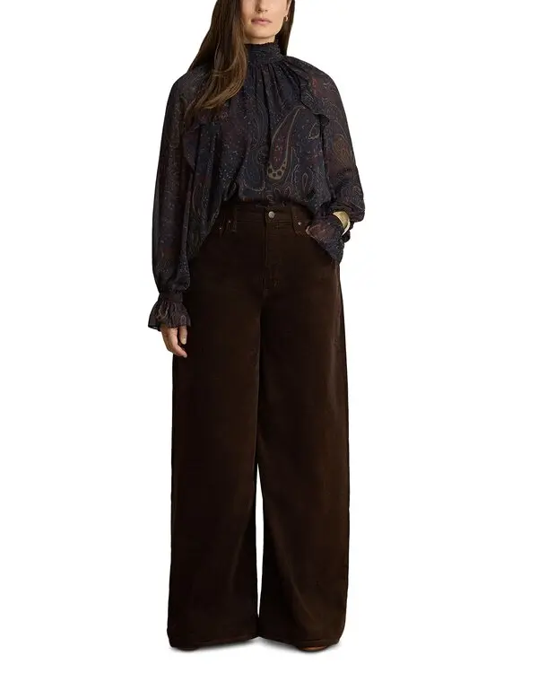 Ralph Lauren Paisley Print Georgette Mock Neck Blouse