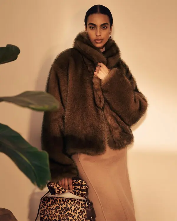 Ralph Lauren Faux Fur Shawl Collar Coat