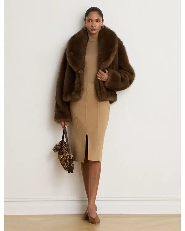 Ralph Lauren Faux Fur Shawl Collar Coat