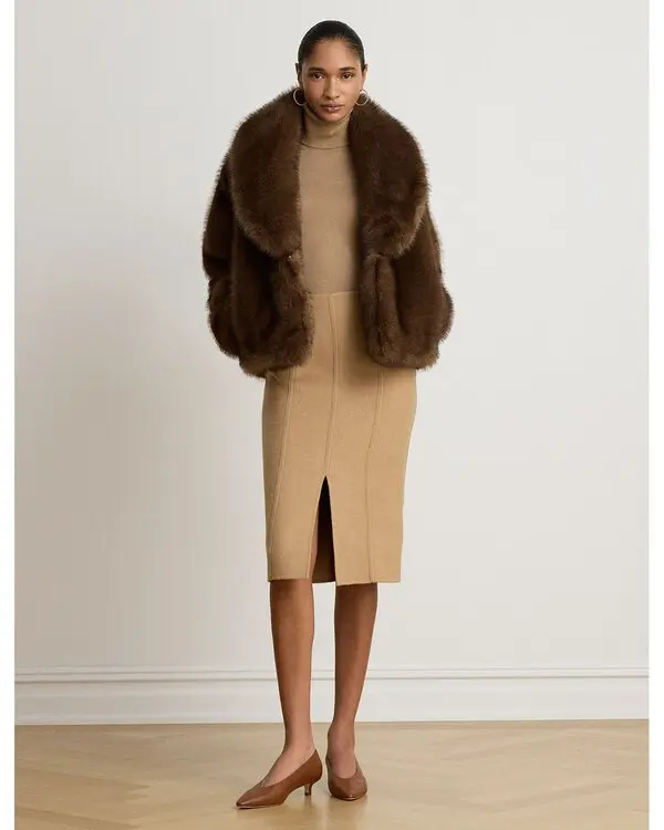 Ralph Lauren Faux Fur Shawl Collar Coat
