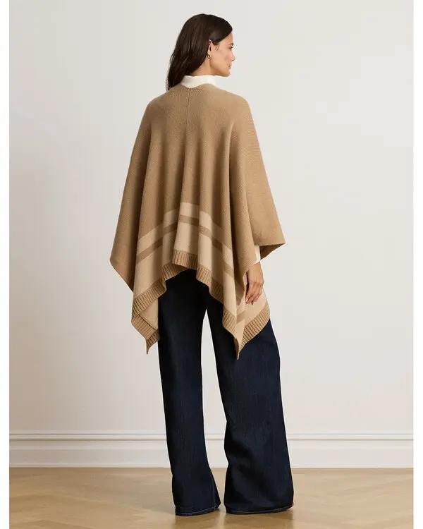 Ralph Lauren Buckle Trim Wool And Cashmere Poncho Sweater