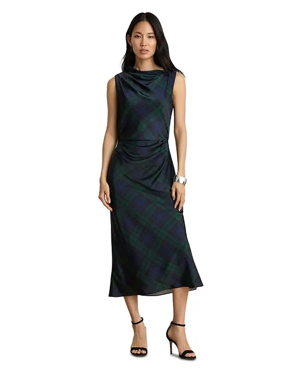 Ralph Lauren Black Watch Satin Charmeuse Dress