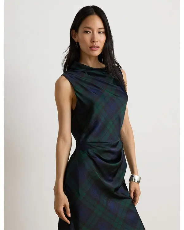 Ralph Lauren Black Watch Satin Charmeuse Dress