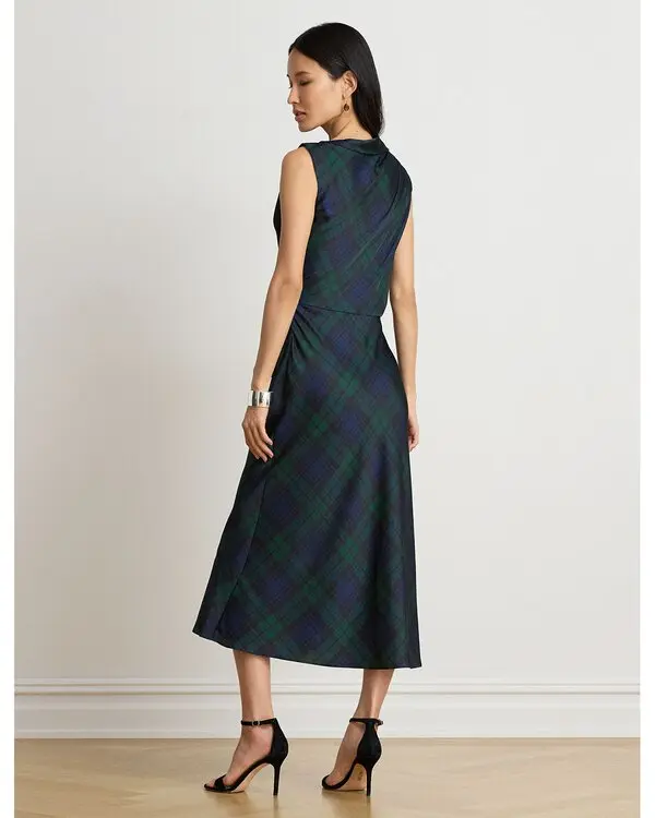 Ralph Lauren Black Watch Satin Charmeuse Dress