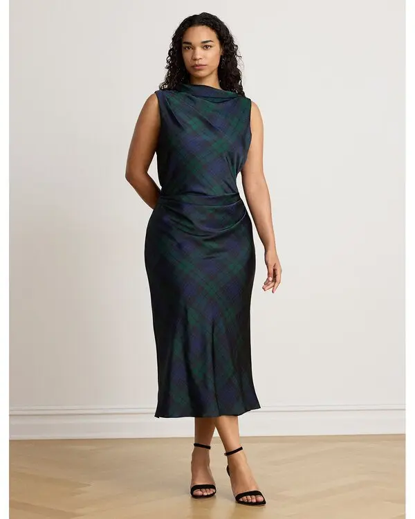 Ralph Lauren Black Watch Satin Charmeuse Dress