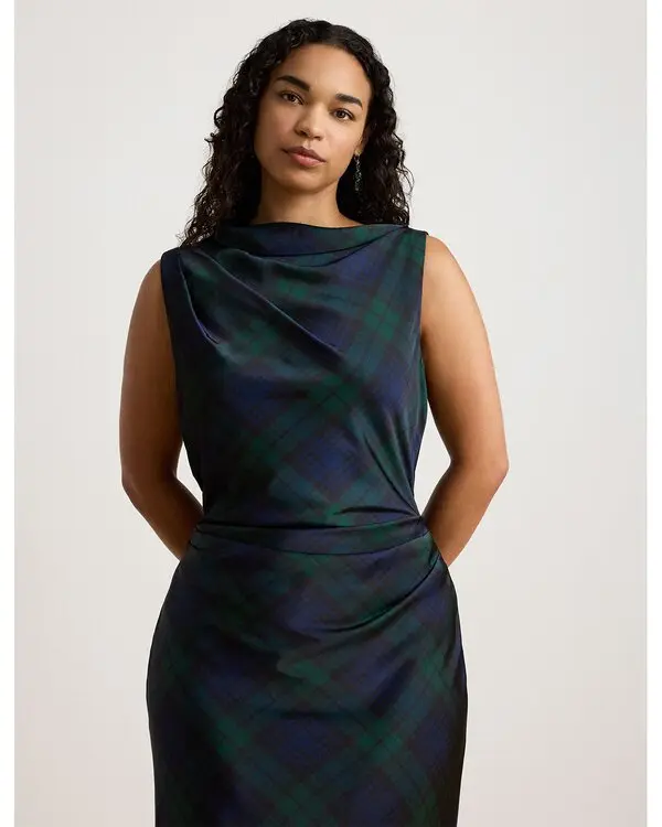 Ralph Lauren Black Watch Satin Charmeuse Dress