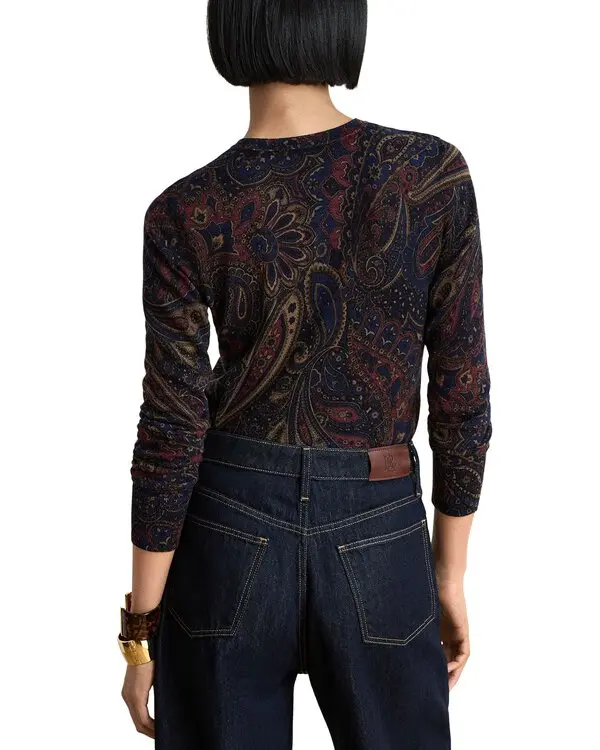 Ralph Lauren Cotton Blend Paisley Print Sweater