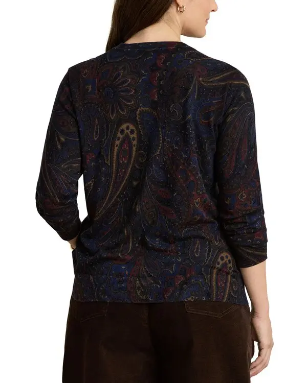 Ralph Lauren Cotton Blend Paisley Print Sweater