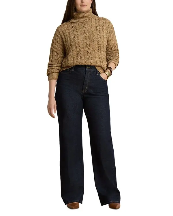 Ralph Lauren Cotton Marled Turtleneck Cable Knit Sweater