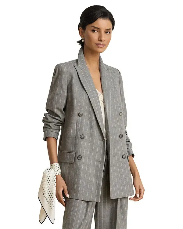 Ralph Lauren Twill Pinstripe Double Breasted Blazer