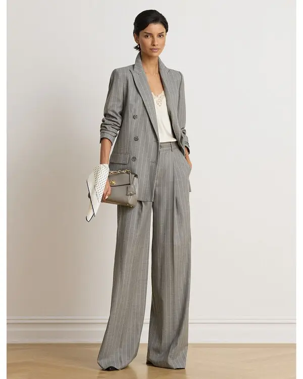Ralph Lauren Twill Pinstripe Double Breasted Blazer