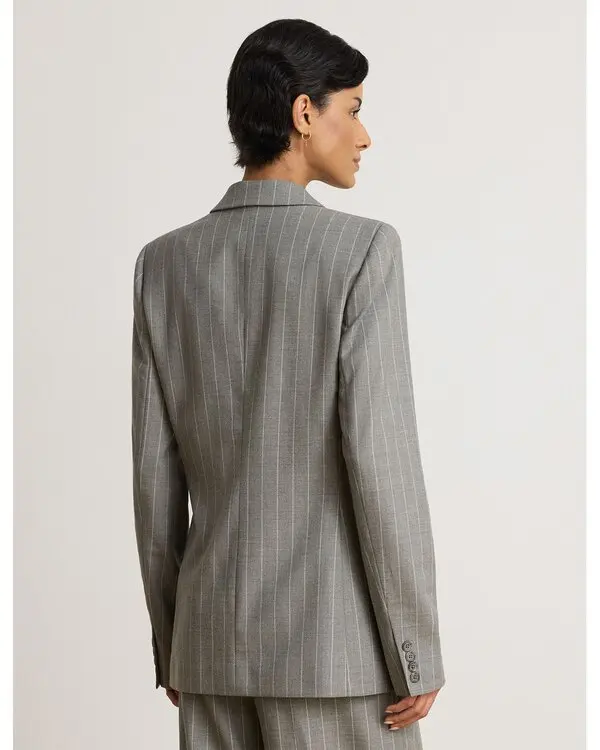 Ralph Lauren Twill Pinstripe Double Breasted Blazer